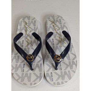 Michael Kors | Shoes | Michael Kors Blue And White Thong Sandals | Poshmark
